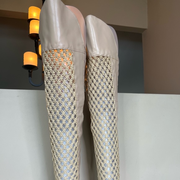 Emily B | Shoes | Emily B Leather Crochet Thigh High Boots | Poshmark